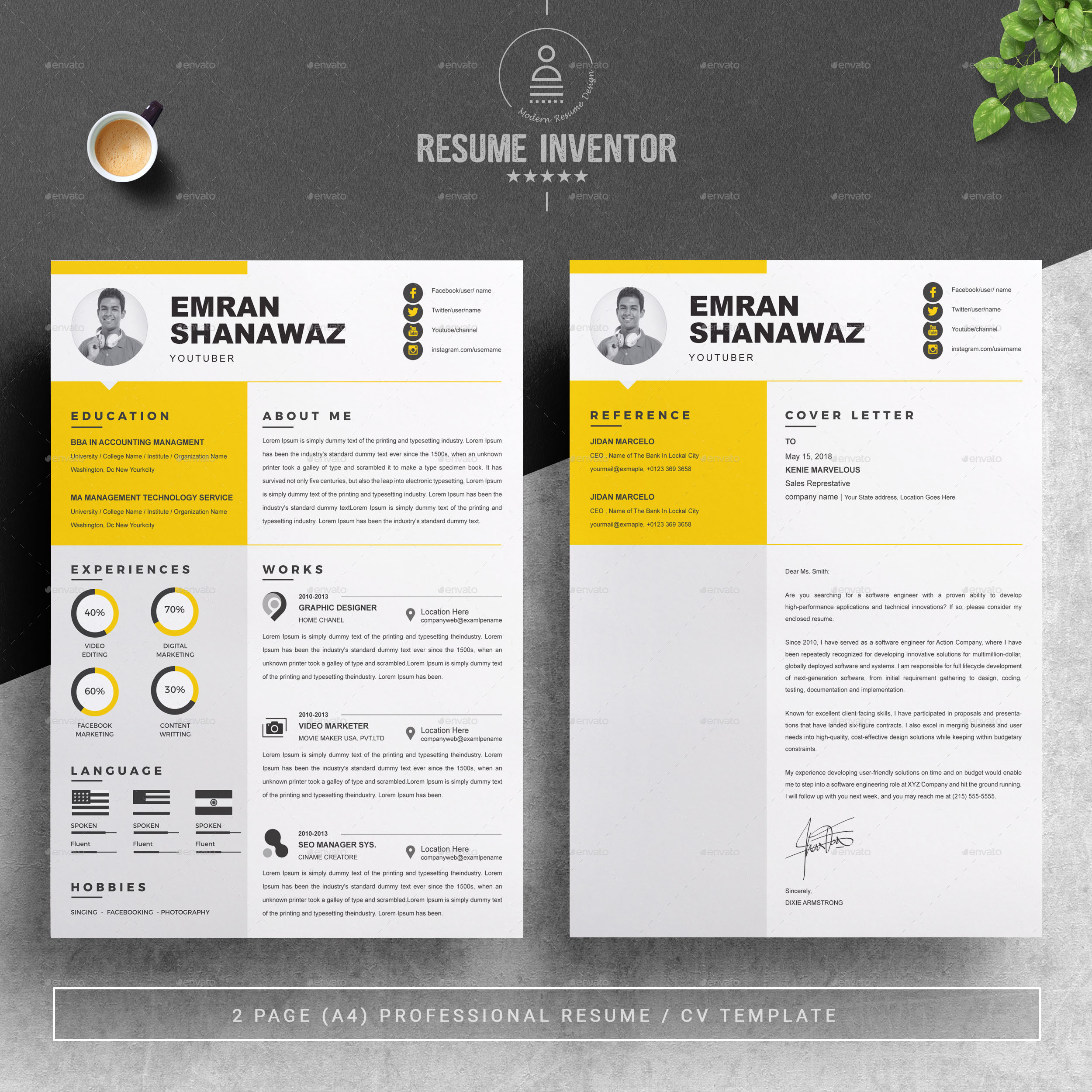 YouTuber Resume Template, Print Templates | GraphicRiver