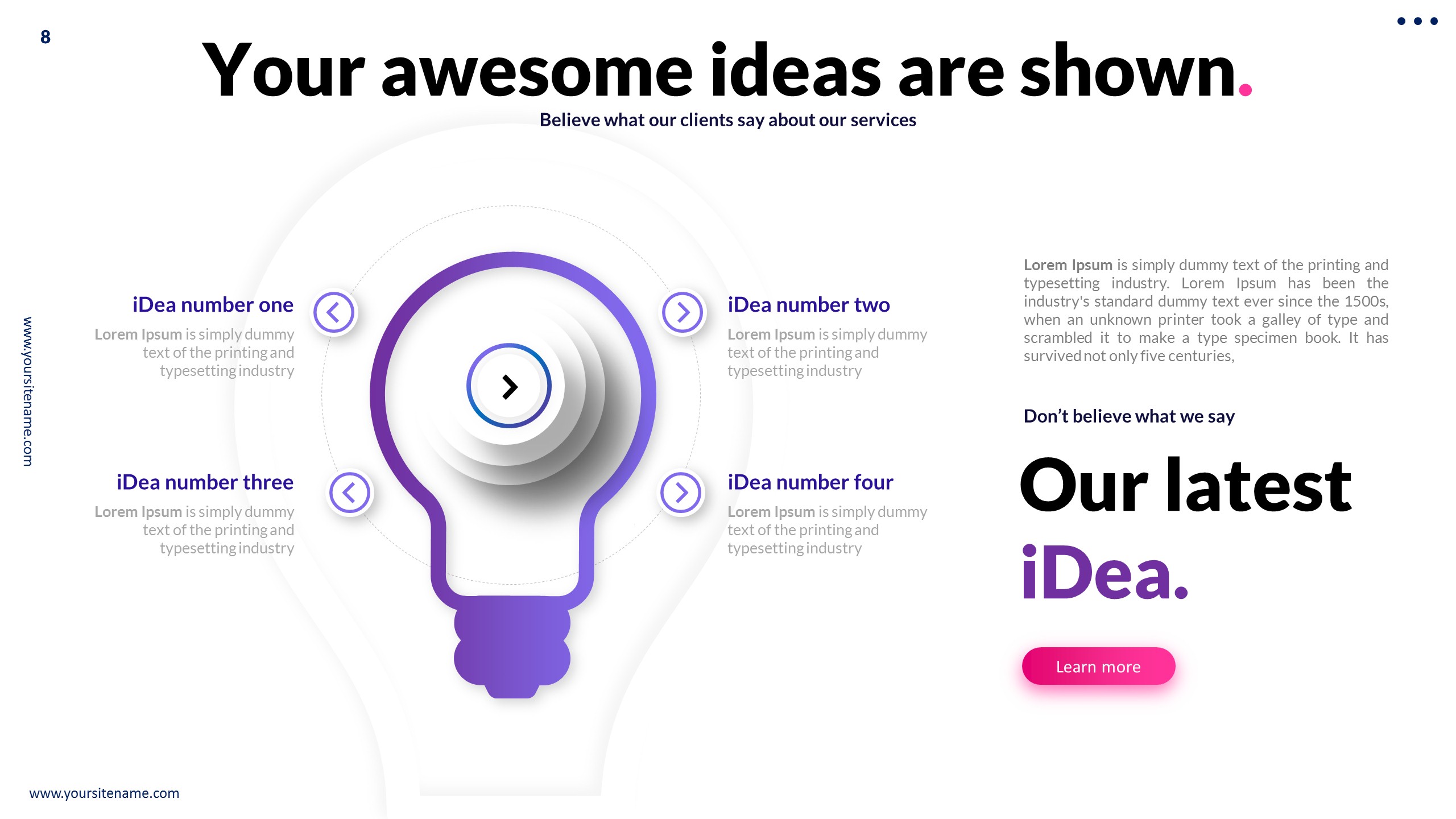 Infographics - Idea Brain and Bulb Diagrams, Presentation Templates