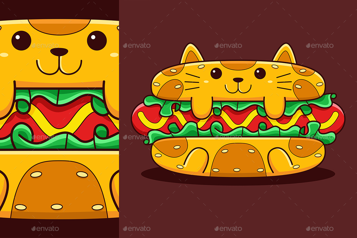 Cats Fast Food Vector Pack, Vectors | GraphicRiver