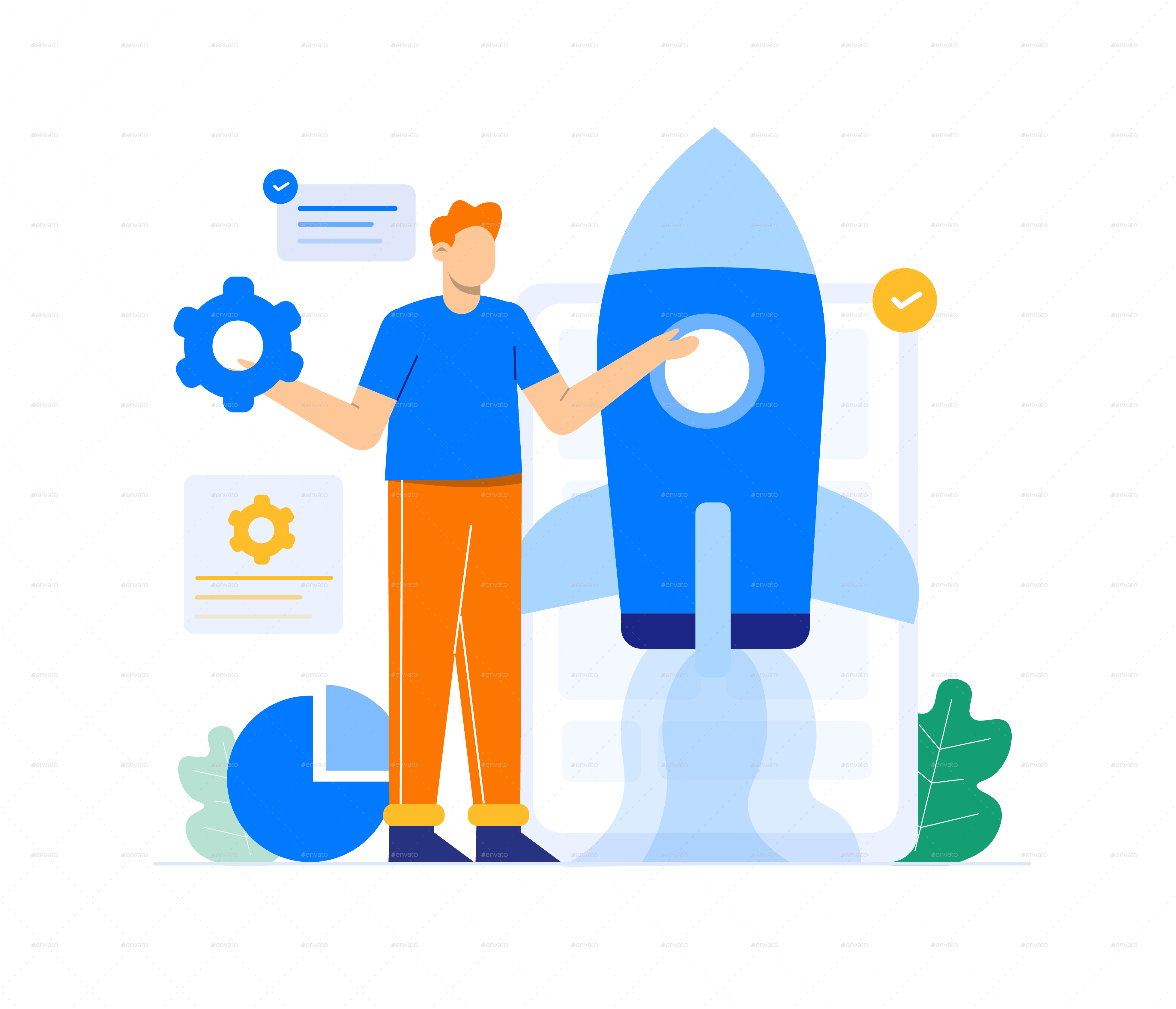 Startup Business Flat Illustration Graphic, Graphics | GraphicRiver