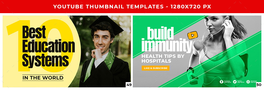 50-Youtube Thumbnail Templates, Web Elements | GraphicRiver