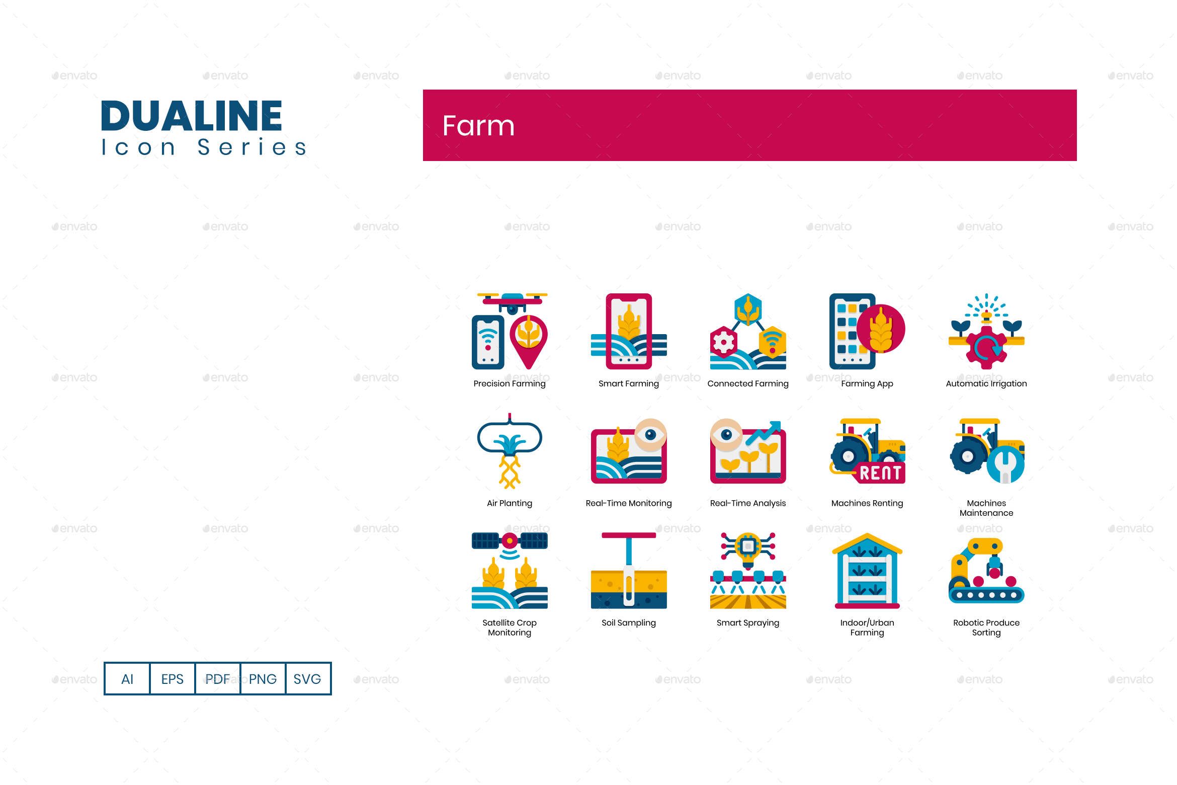 95 Farm Icons | Dualine Flat Series, Icons | GraphicRiver