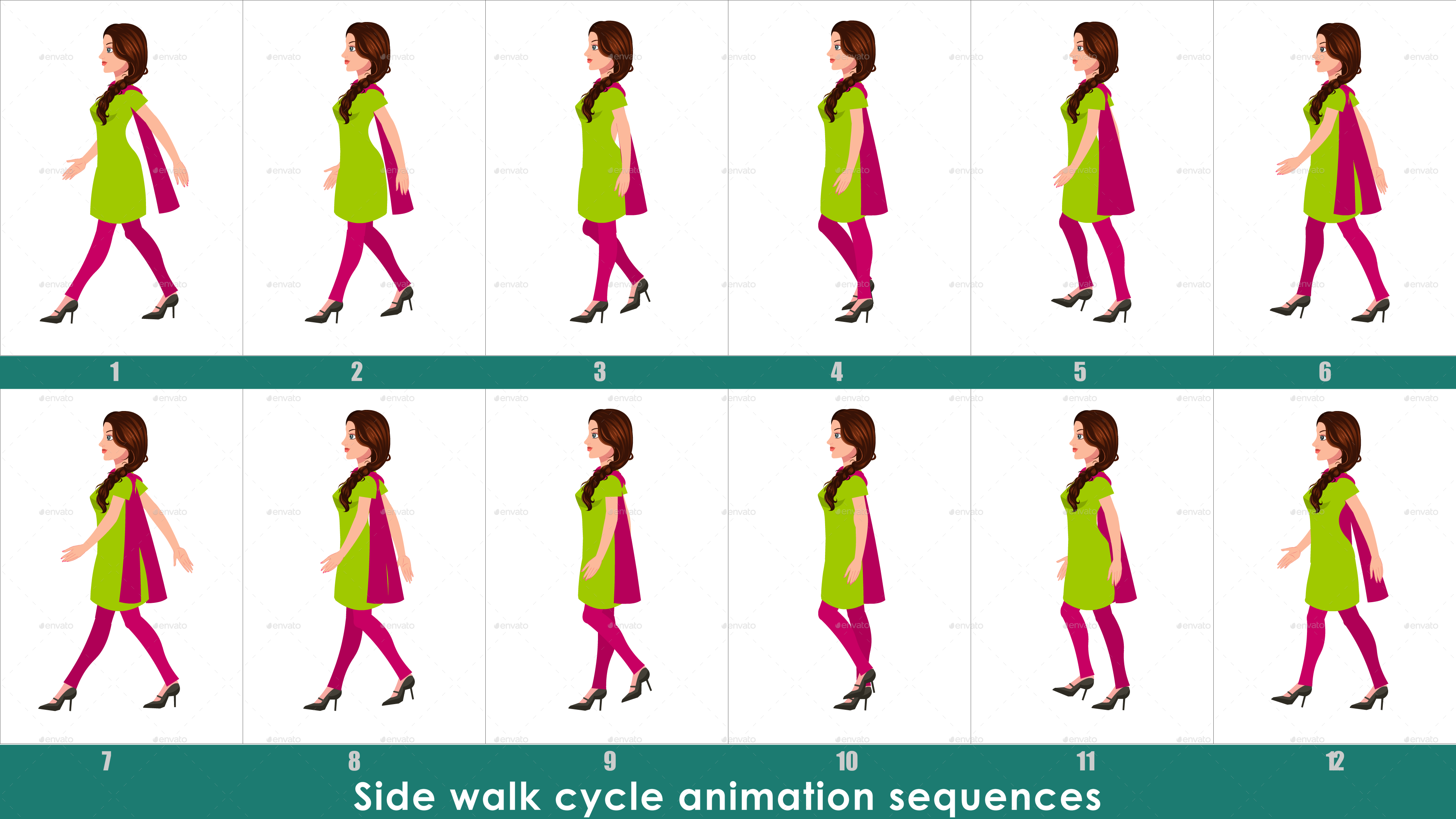 Indian Salwar Character Design Model Sheet, Vectors | GraphicRiver