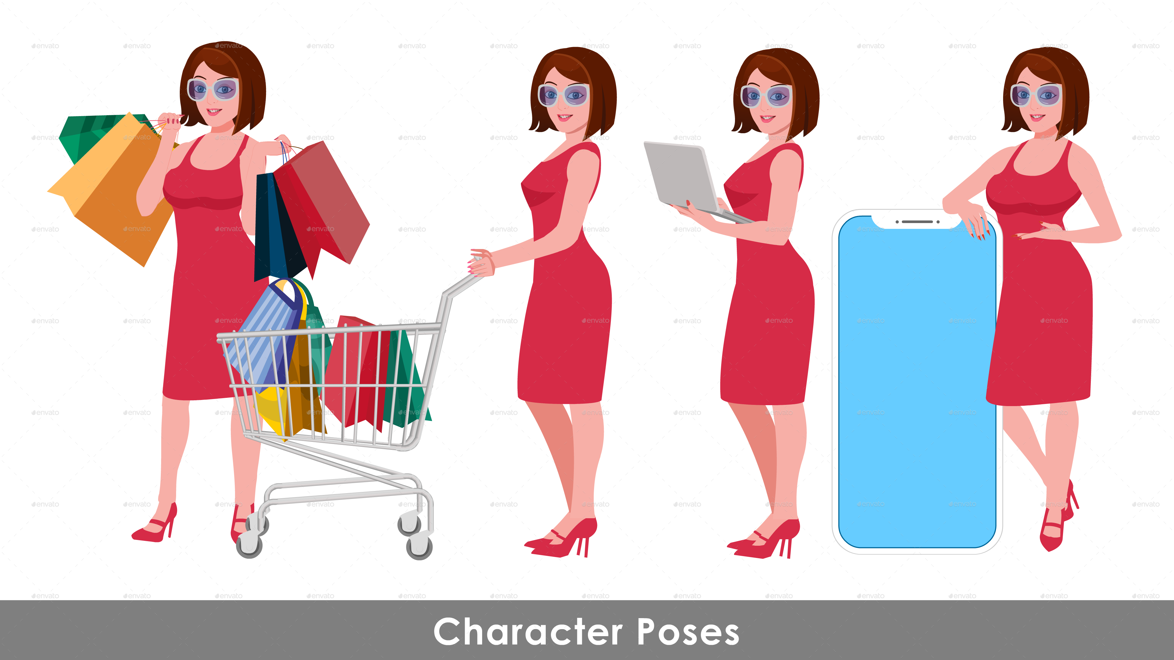 Shopping Character Design Model Sheet, Vectors | GraphicRiver