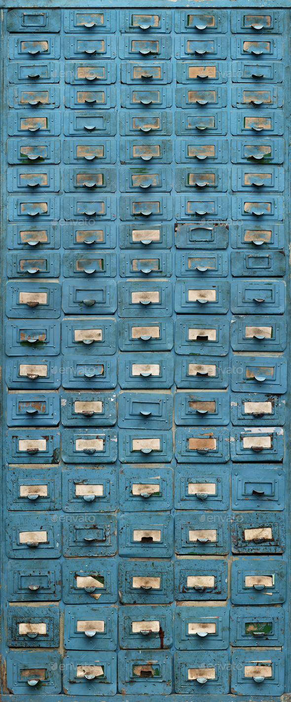 Old blue metal cabinet with drawers Stock Photo by sergeyskleznev ...