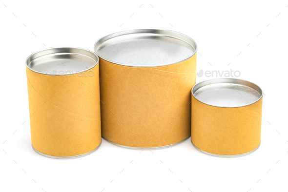 Paper Cylinder Container isolated on white background Stock Photo by ...