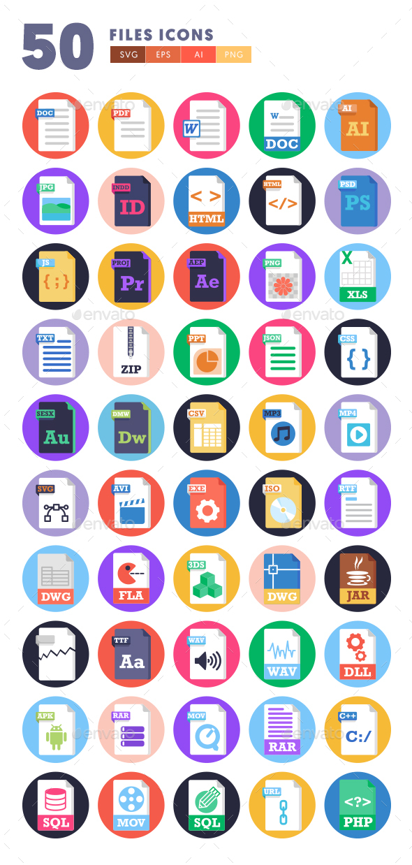50 Files Icons, Icons | GraphicRiver