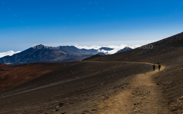 People Walking on the Crater of a Volcano in Haleakala National Park ...