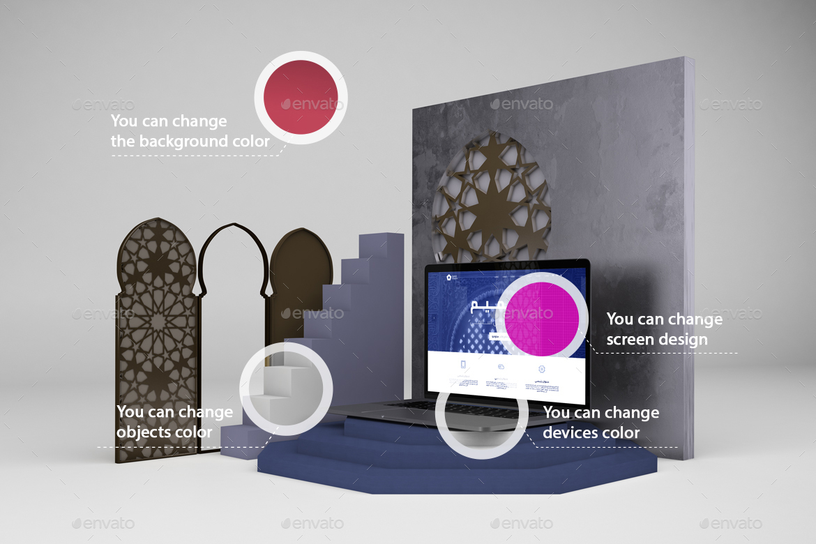 Arabic Laptop V.1 Mockup, Graphics | GraphicRiver