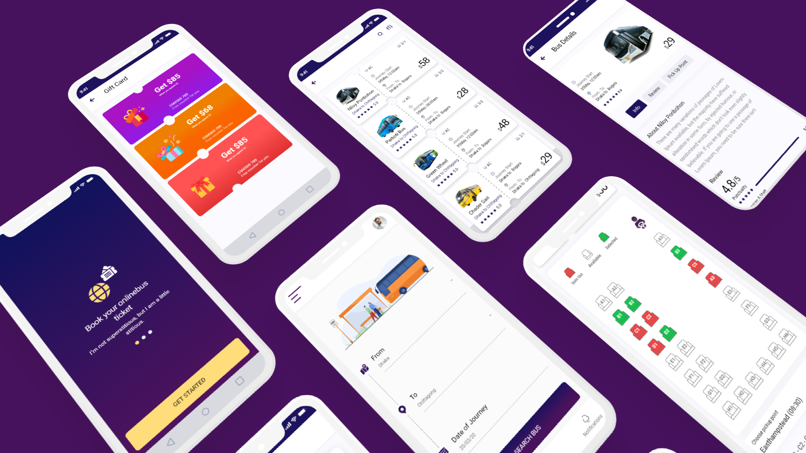 BusTick - Online Bus Ticket Booking App UI Kit in Flutter by ViserLab