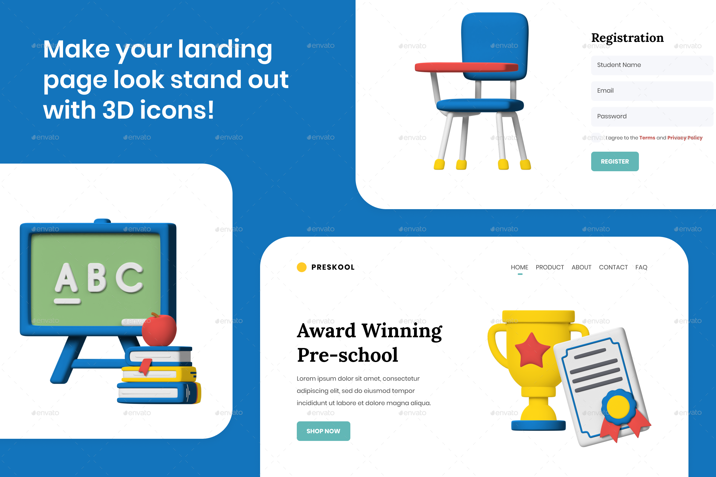 3D Education Icons, Icons | GraphicRiver