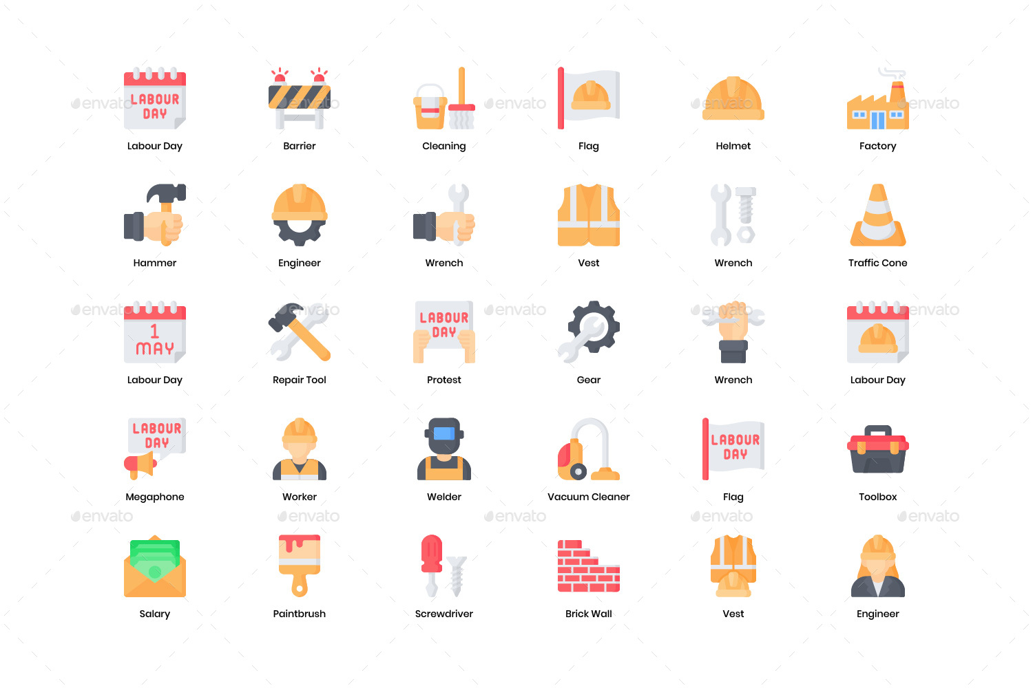 Labour Day Icons, Icons | GraphicRiver