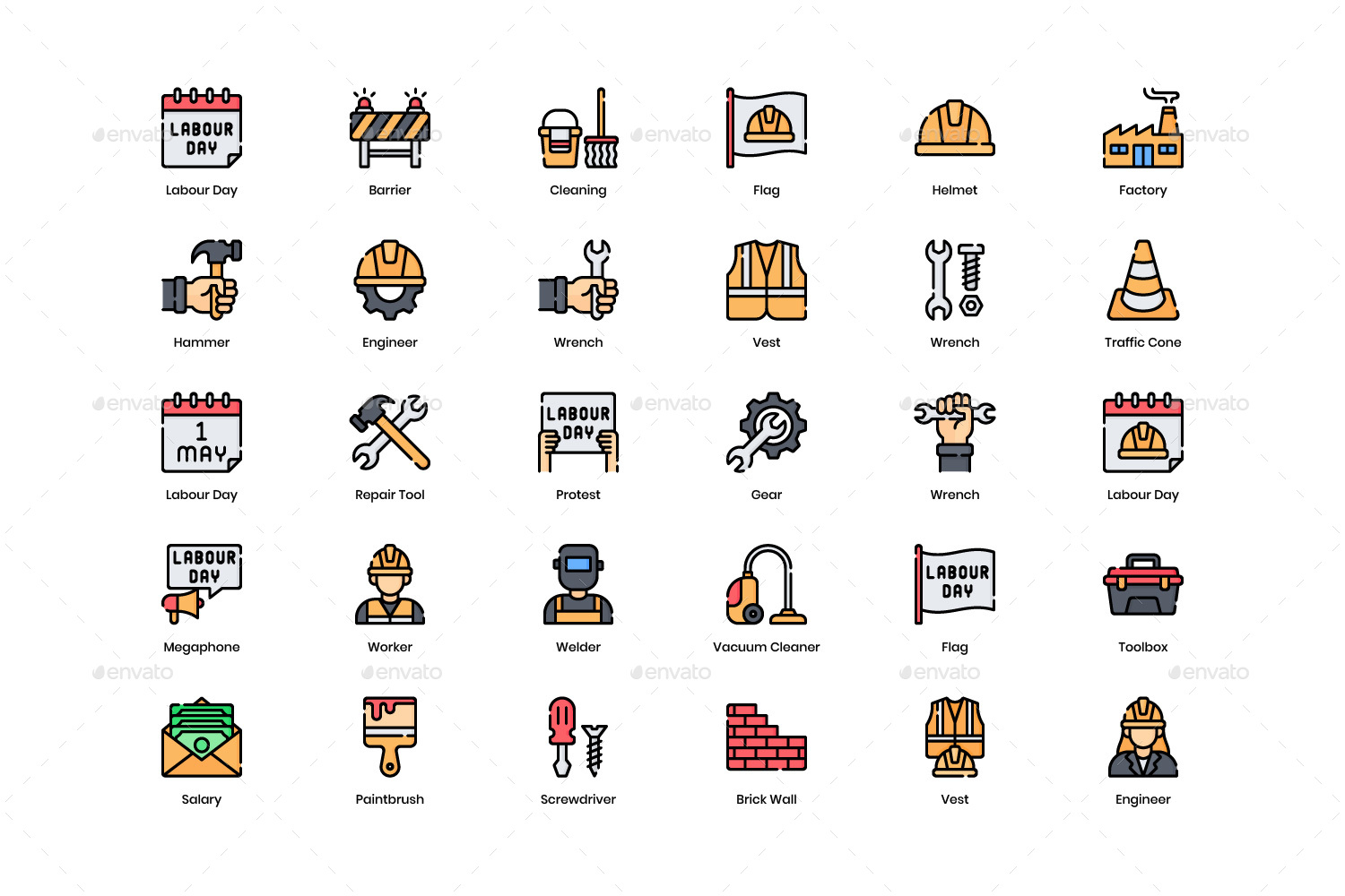 Labour Day Icons, Icons | GraphicRiver