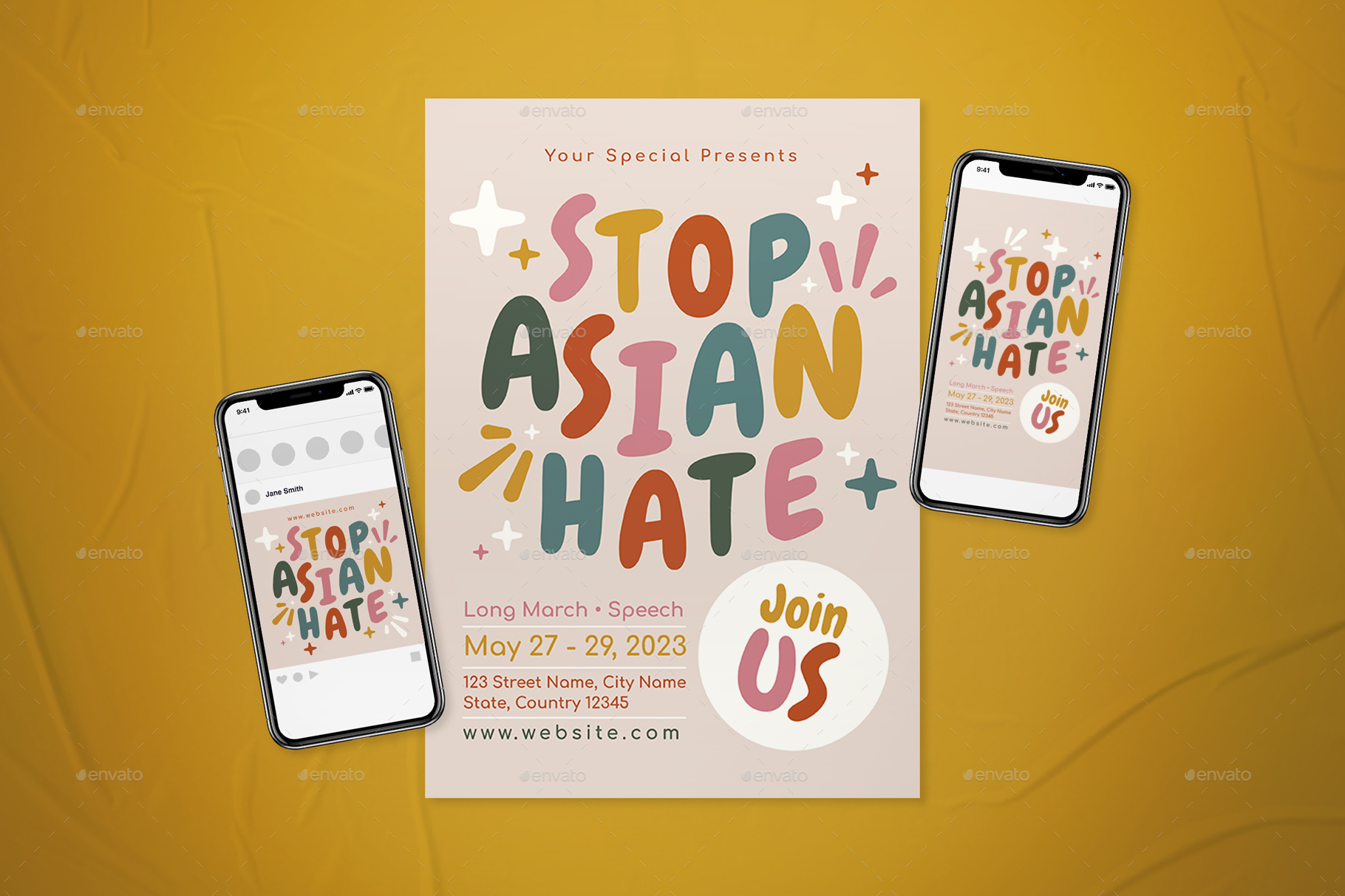 Stop Asian Hate Flyer Set, Print Templates | GraphicRiver