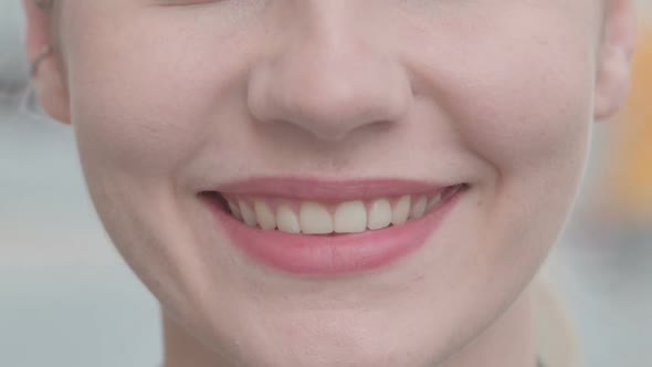 Close up of Female Smiling Lips Outdoor, Stock Footage | VideoHive