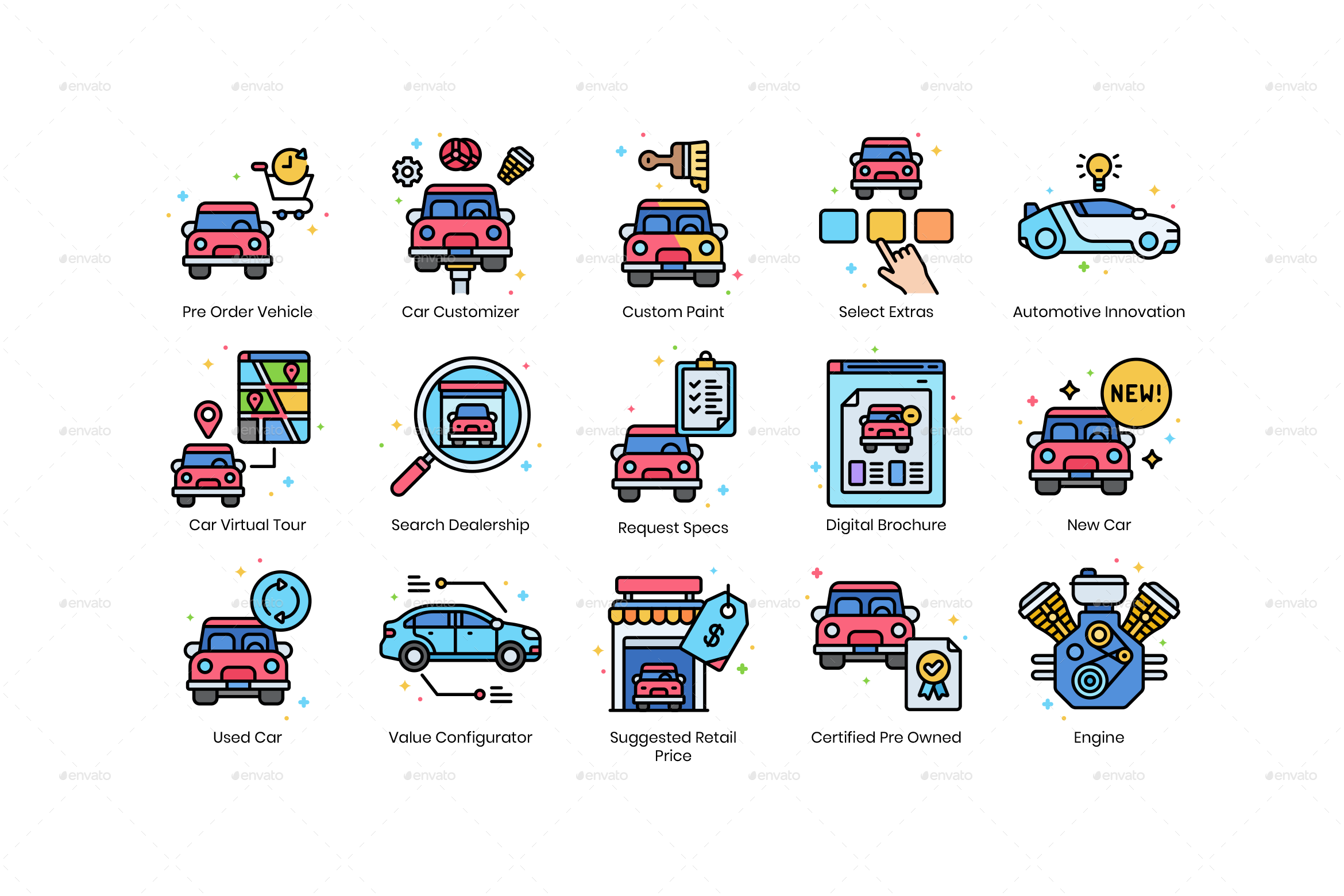 50 Automotive eCommerce Icons | Vivid Series, Icons | GraphicRiver