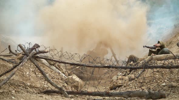 Soldiers falling on the battlefield, Ultra Slow Motion, Stock Footage