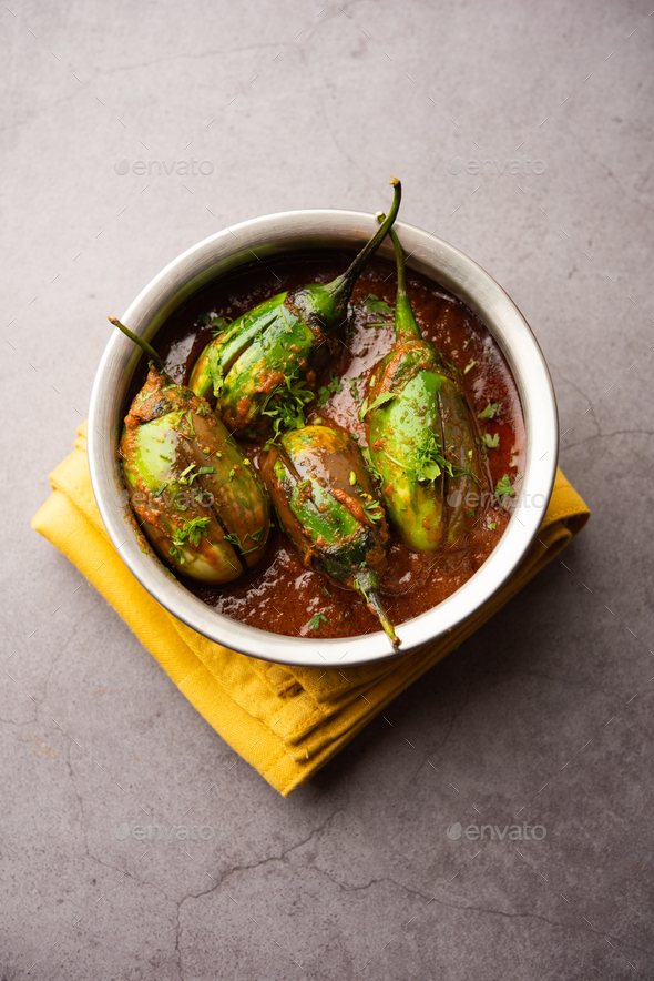South Indian Brinjal curry also known as brinjal masala, baigan or ...
