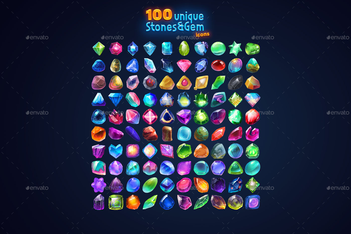 Stones & Gem Icon Pack, Game Assets | GraphicRiver