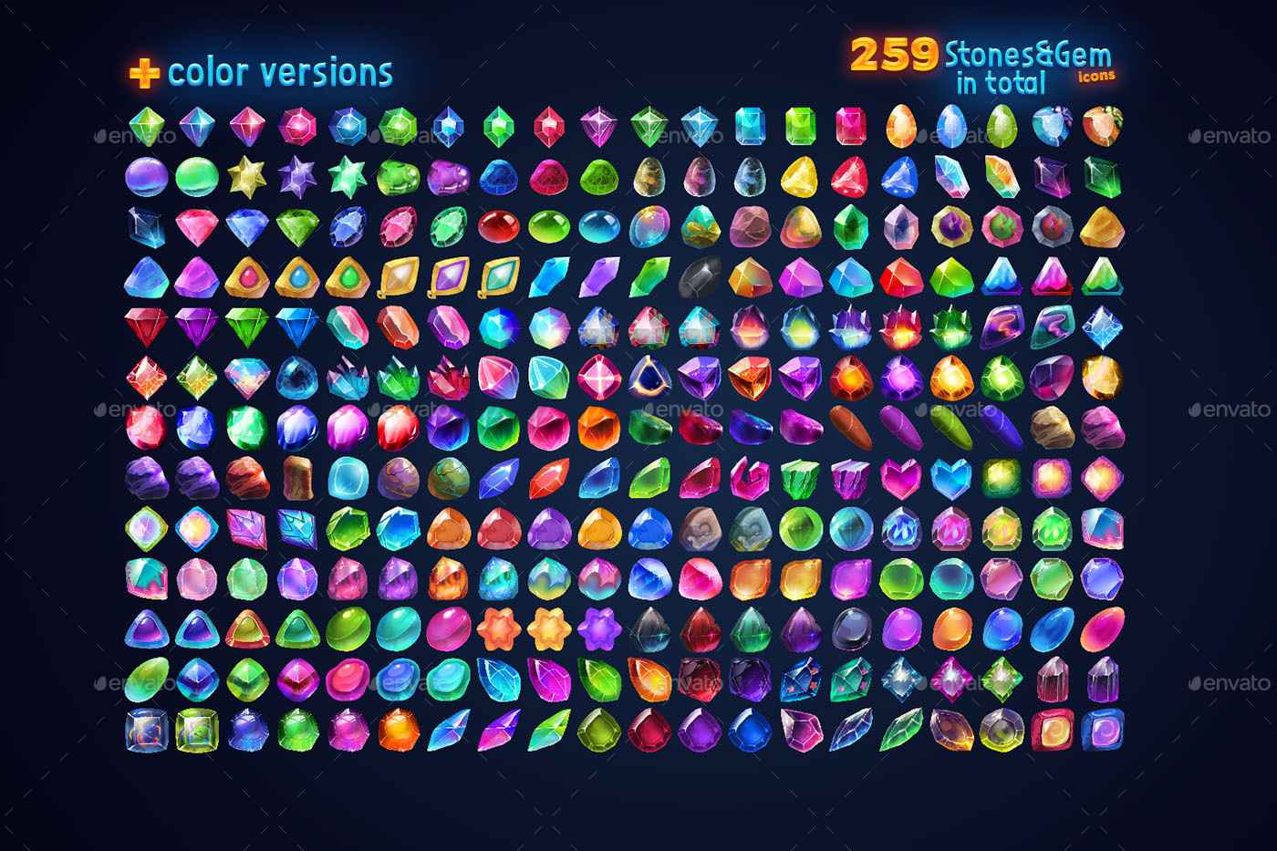 Stones & Gem Icon Pack, Game Assets | GraphicRiver
