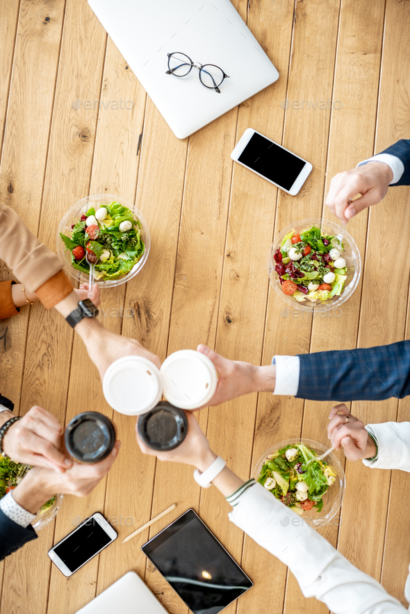 Business lunch, top view Stock Photo by RossHelen | PhotoDune