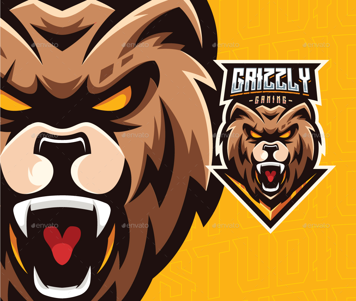 Grizzly Mascot Esport Logo, Logo Templates | GraphicRiver