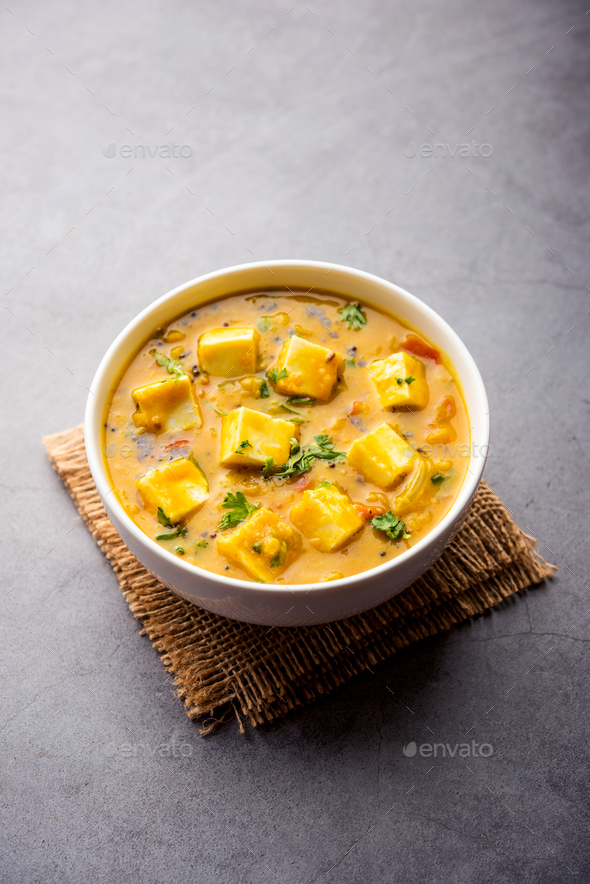 Butter dal fry paneer masala is an indian food recipe served in a bowl ...