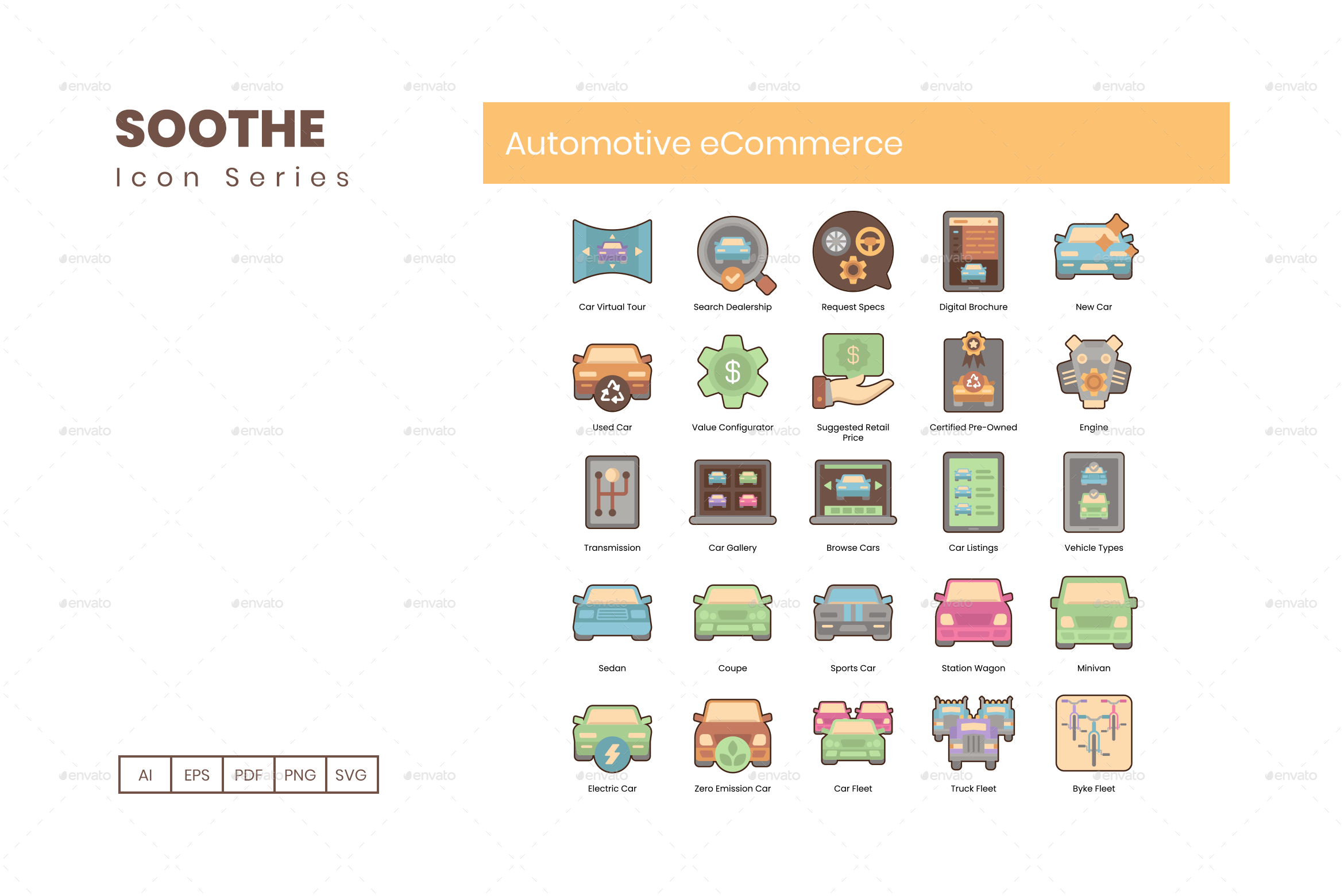 50 Automotive eCommerce Icons | Soothe Series, Icons | GraphicRiver