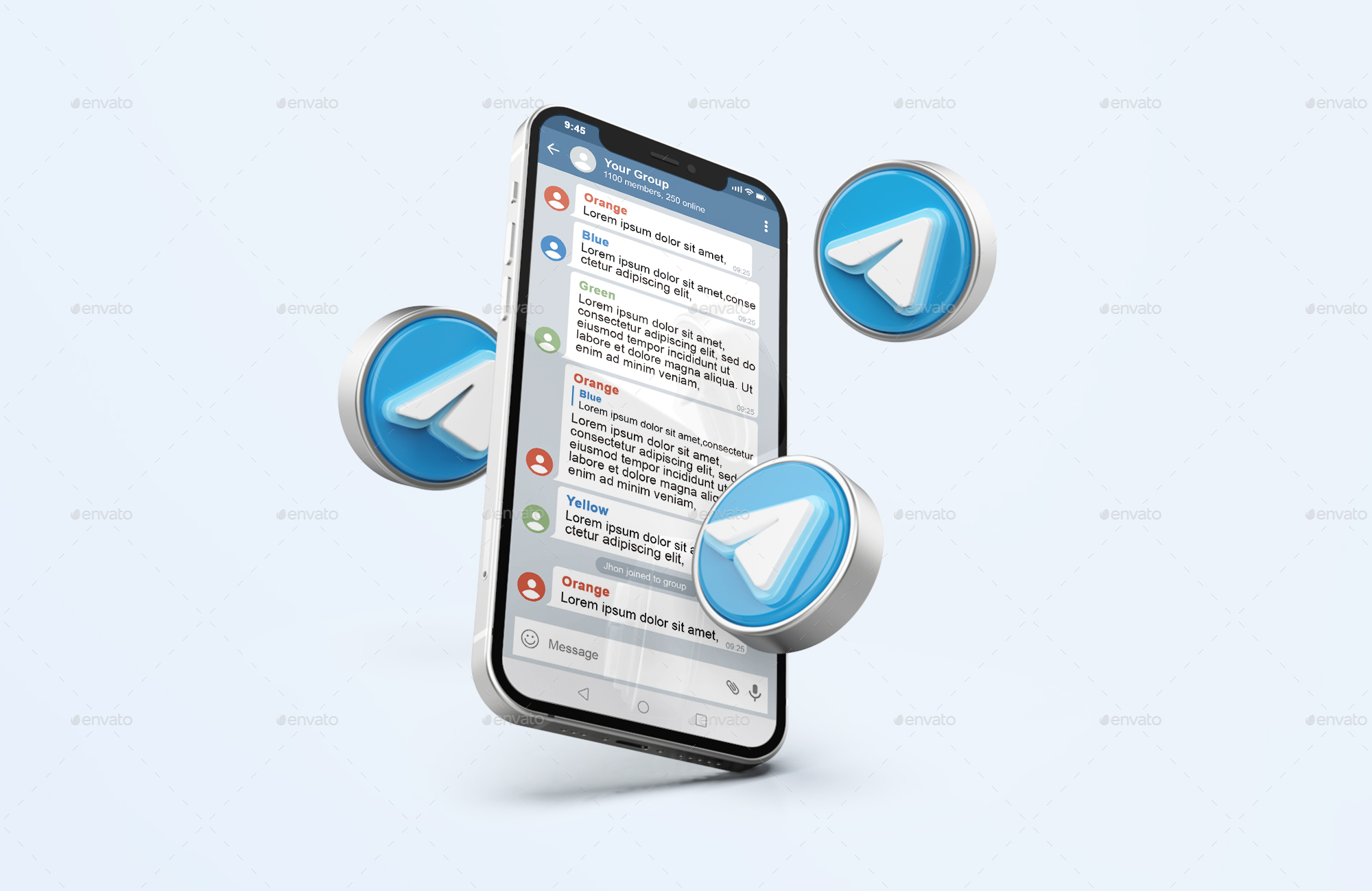 Telegram Mockup on Mobile Phone, Graphics | GraphicRiver