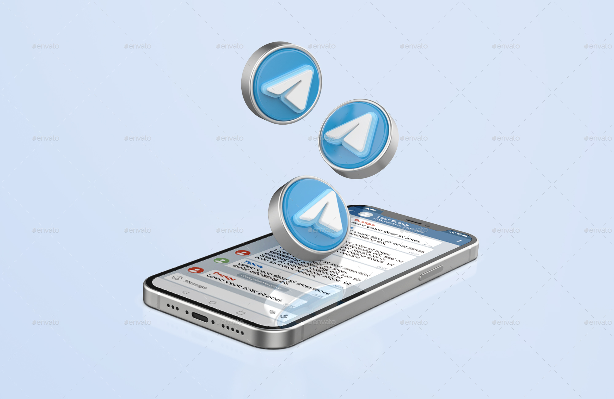 Telegram Mockup on Mobile Phone, Graphics | GraphicRiver