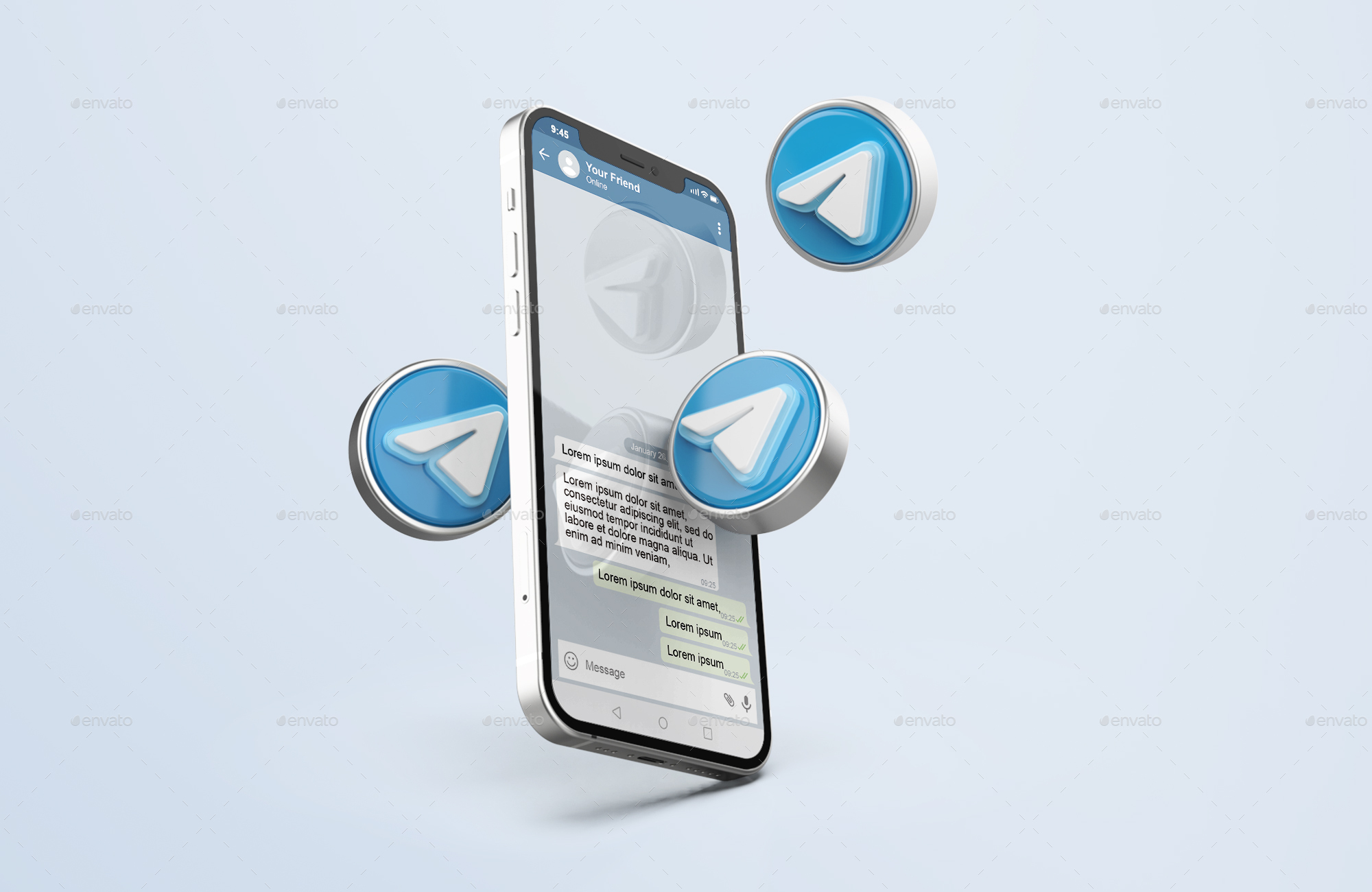 Telegram Mockup on Mobile Phone, Graphics | GraphicRiver