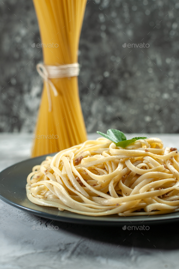 front view tasty italian pasta on dark background color meal dish food ...