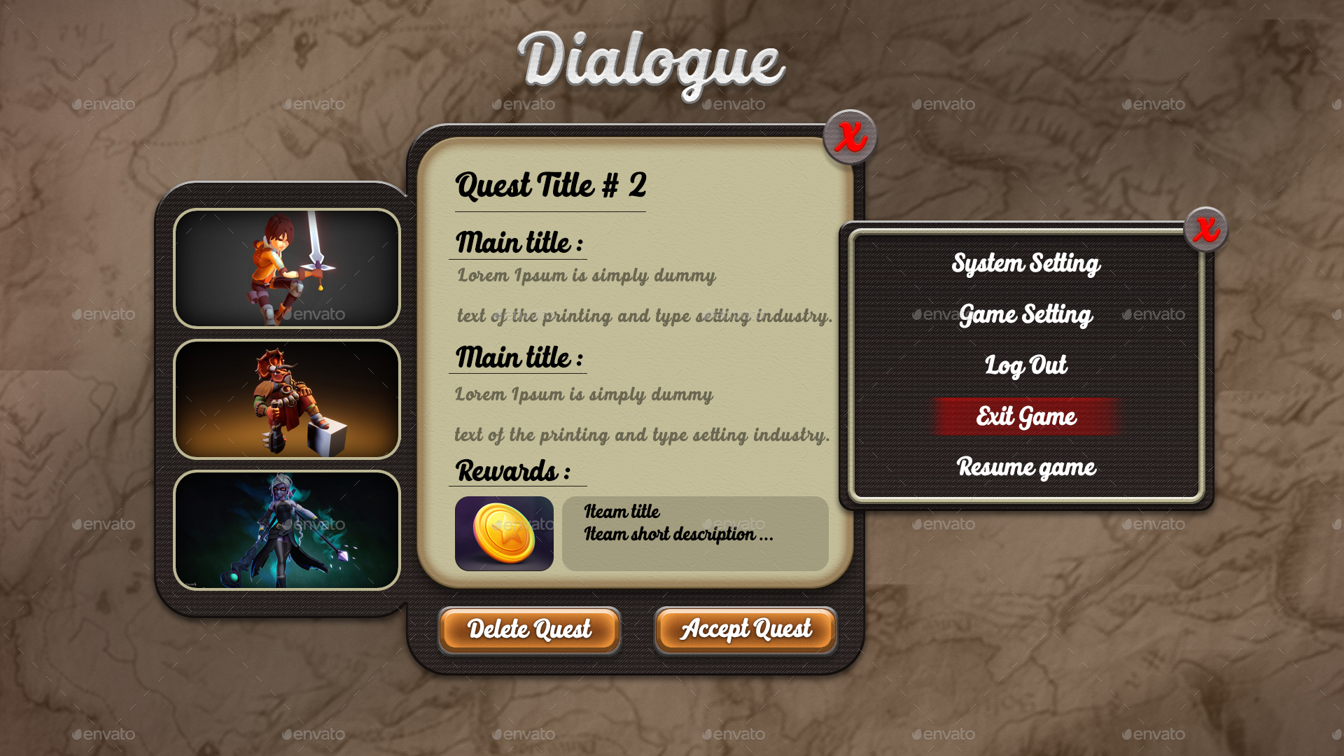 RPG-MMO-Game UI-kit, Game Assets | GraphicRiver