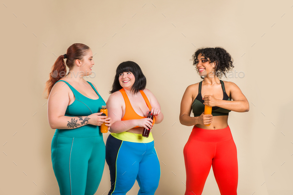 Plus size women posing for body acceptance Stock Photo by ...