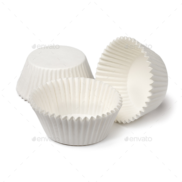 White paper cupcake cups isolated on white background Stock Photo by ...