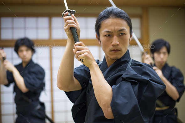 Samurai training in a traditional dojo in Tokyo Stock Photo by ...