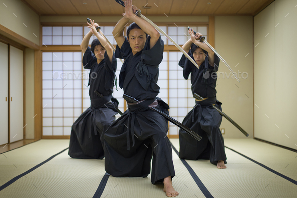 Samurai training in a traditional dojo in Tokyo Stock Photo by ...