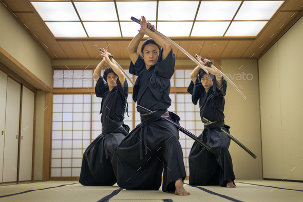 Samurai training in a traditional dojo in Tokyo Stock Photo by ...