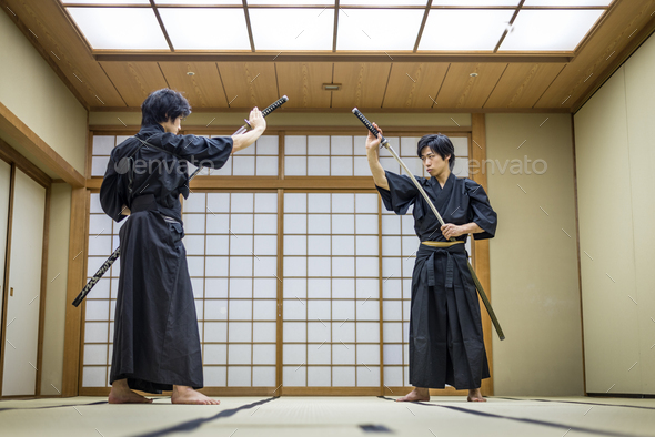 Samurai training in a traditional dojo in Tokyo Stock Photo by ...