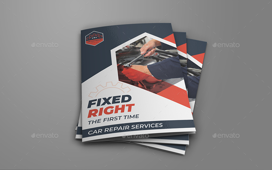 Car Repair Workshop Bi-Fold Brochure Template, Print Templates ...