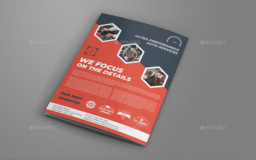 Car Repair Workshop Bi-Fold Brochure Template, Print Templates ...