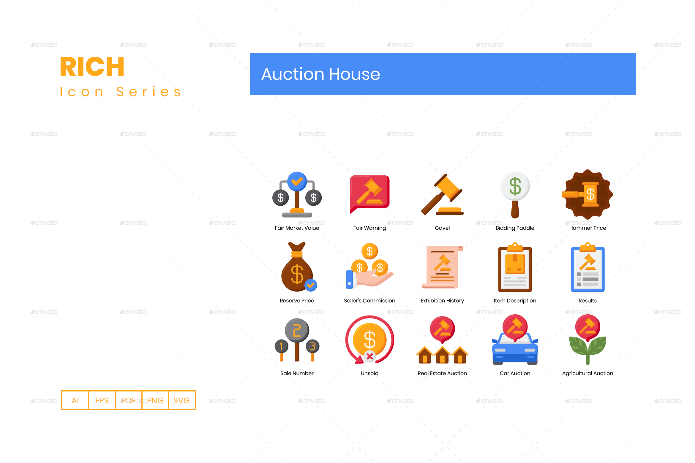 65 Auction House Icons | Rich Series, Icons | GraphicRiver