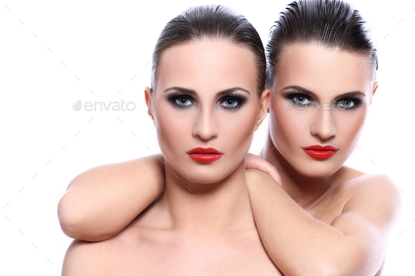 Portrait of two beautiful women Stock Photo by Microstock_Growth ...