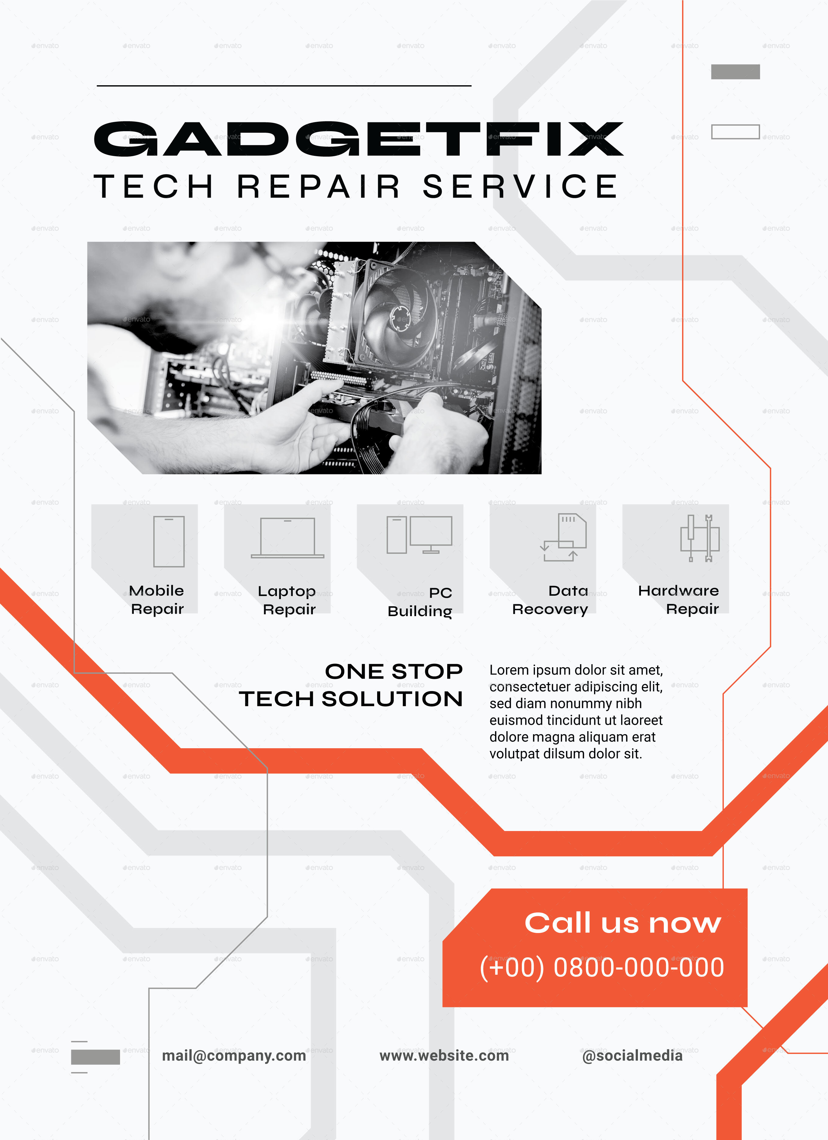 Techno - Repair Service Business Flyer, Print Templates | GraphicRiver