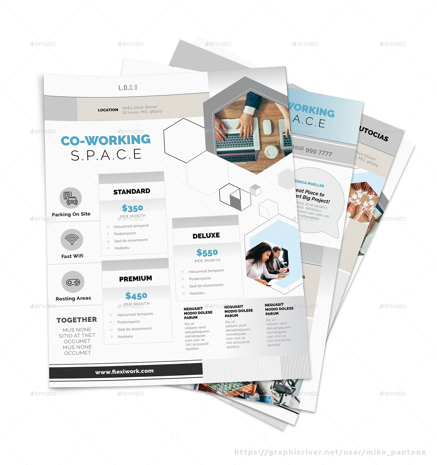 Co-working Space Flyers – 4 Options, Print Templates | GraphicRiver