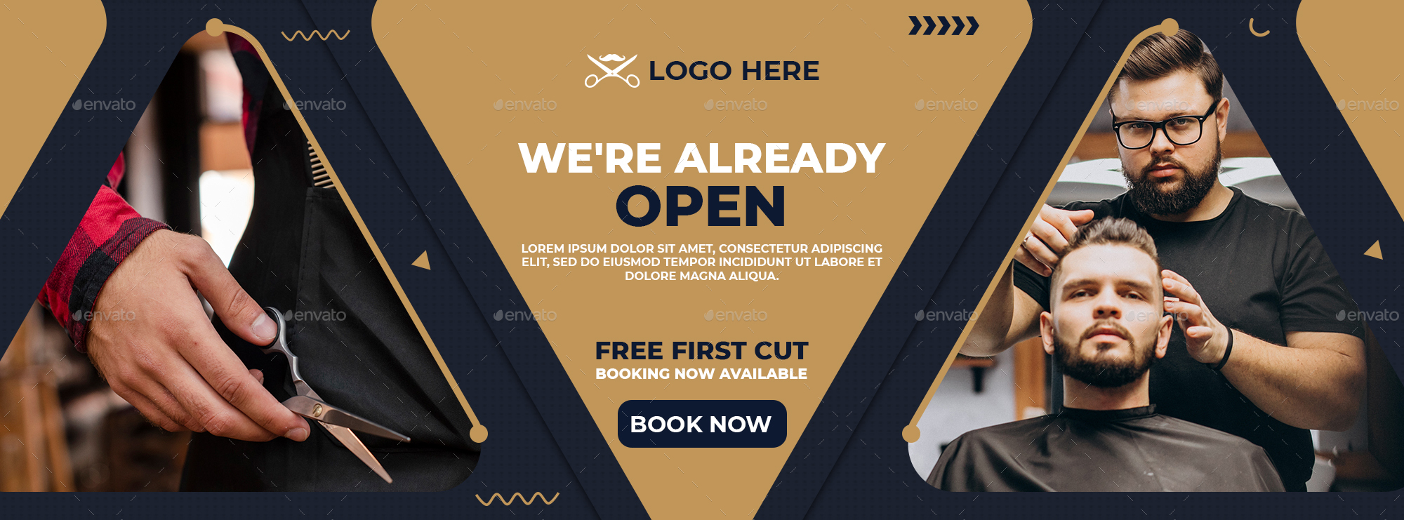 Barbershop Facebook Cover Banner, Web Elements | GraphicRiver