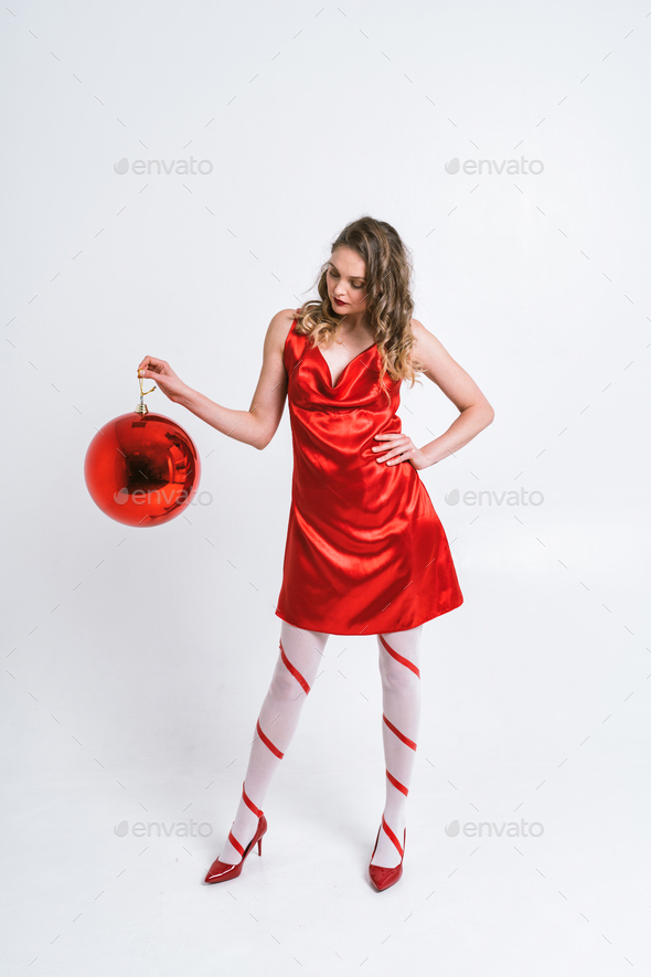 Image of a pretty christmas santa claus helper. Stock Photo by ...