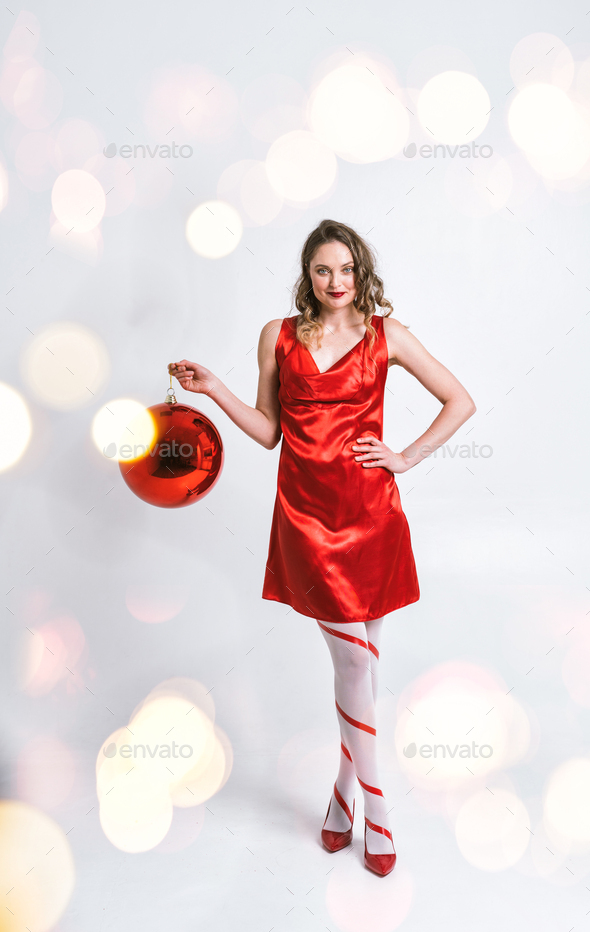 Image of a pretty christmas santa claus helper. Stock Photo by ...