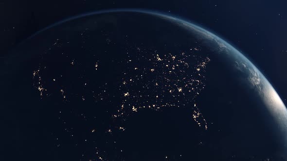 Major Power Outage Across America as Seen from Earth Orbit, Motion Graphics