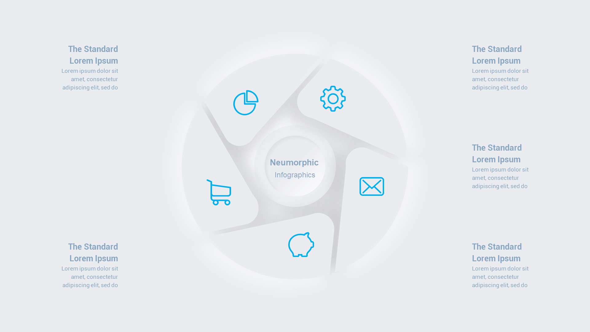 Neumorphic Infographics PowerPoint Template, Presentation Templates